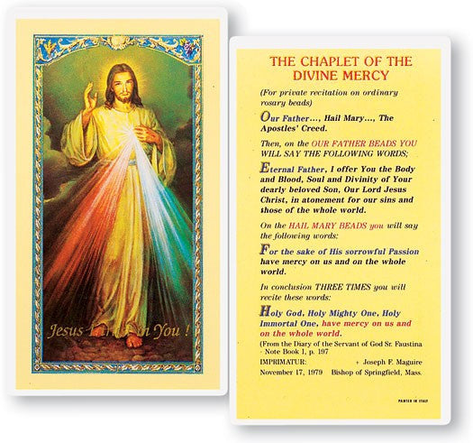 Chaplet of The Divine Mercy Laminated Prayer Card – Catholic Faith Store