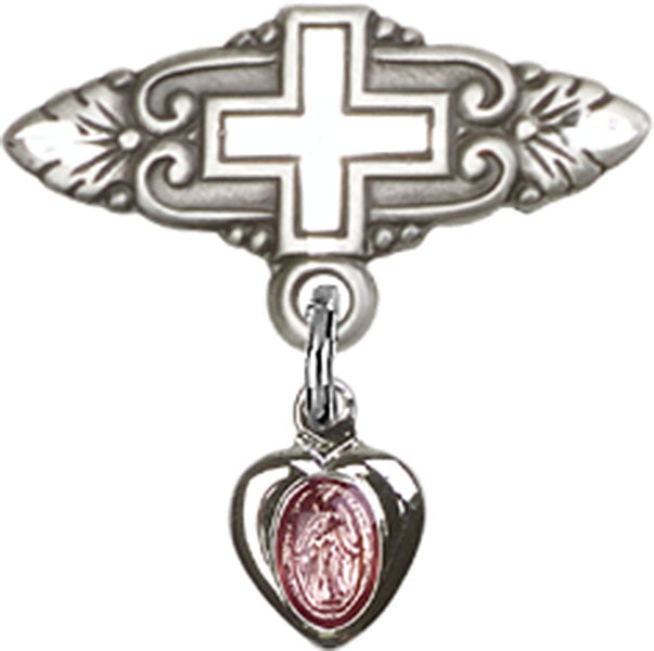 Pink Miraculous Medal Baby Pin - Sterling Silver Guardian Angel Pin ...