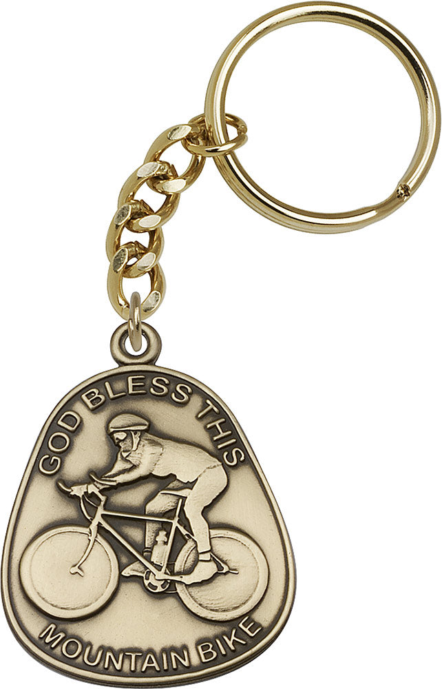 God Bless This Mountain Bike Keychain – Catholic Faith Store