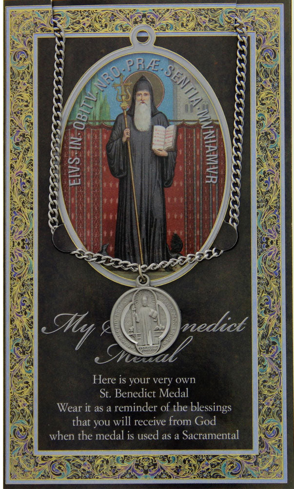 St. Benedict Pewter Medal & Prayer Card Gift Set | Catholic Faith Store