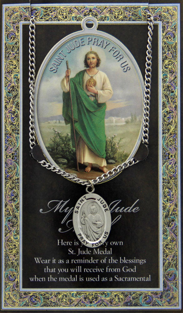 St. Jude Medal in Pewter with Bi-Fold Prayer Card – Catholic Faith Store
