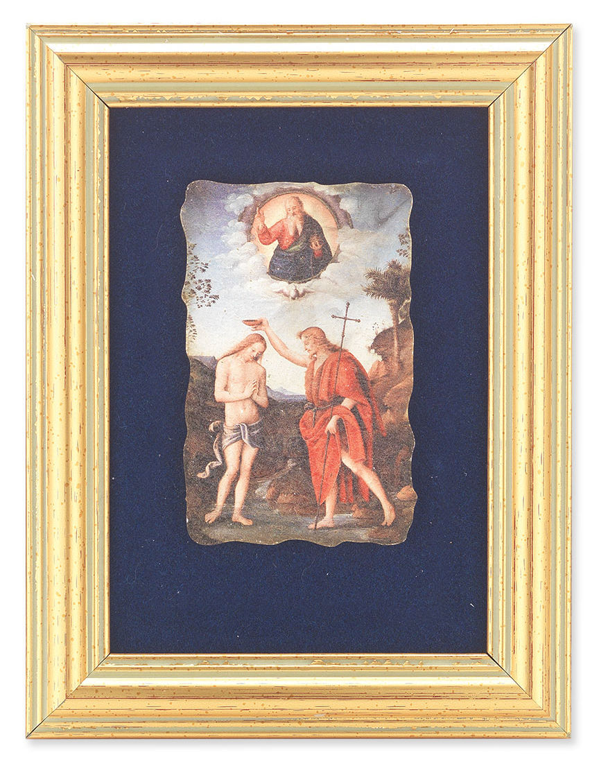 Baptism of Jesus 5x6.5 Velvet Back Gold Frame – Catholic Faith Store