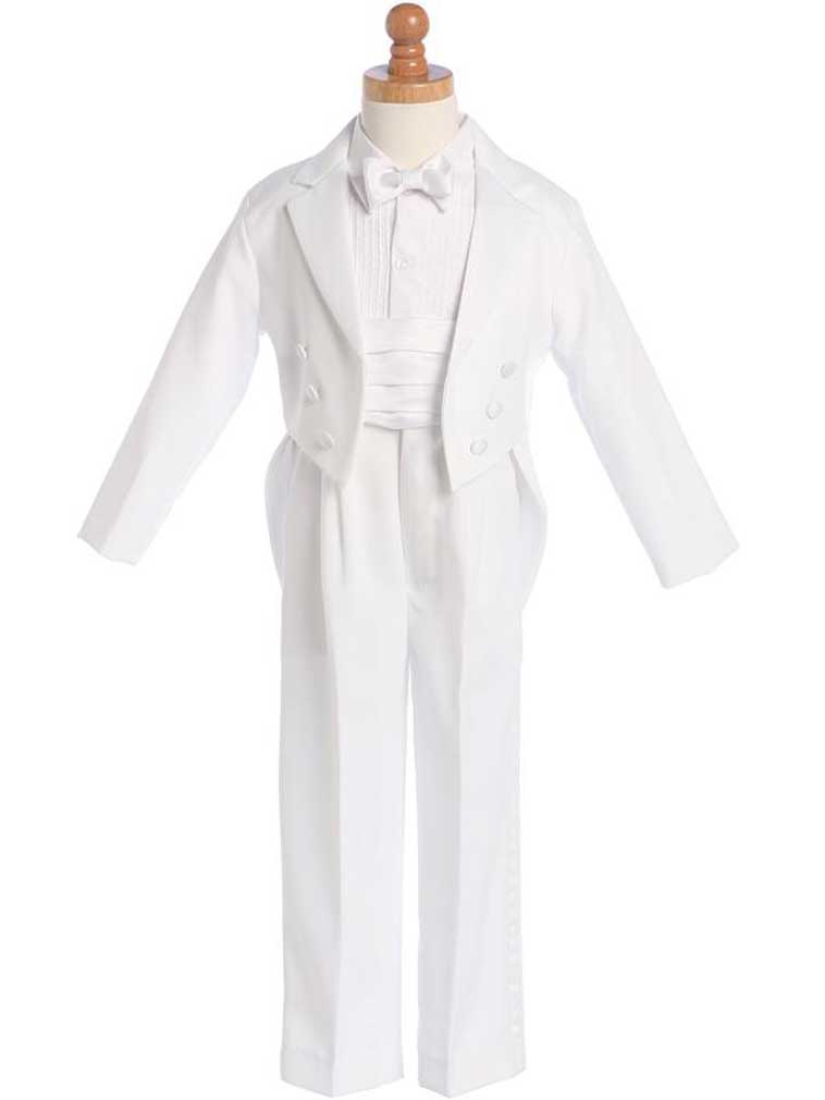 White Split Round Tail Tuxedo With Cummerbund And Bowtie for Boys ...