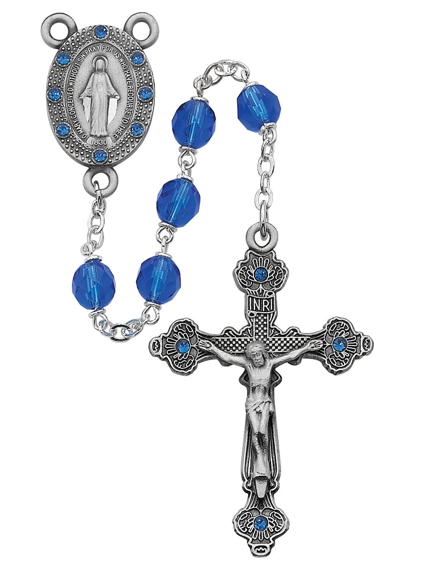Dark Blue Austrian Stone Rosary – Catholic Faith Store