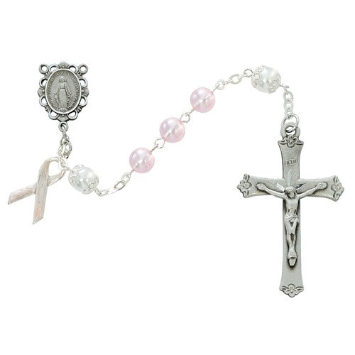 Deluxe Pink Pearl Cancer Awareness Rosary – Catholic Faith Store