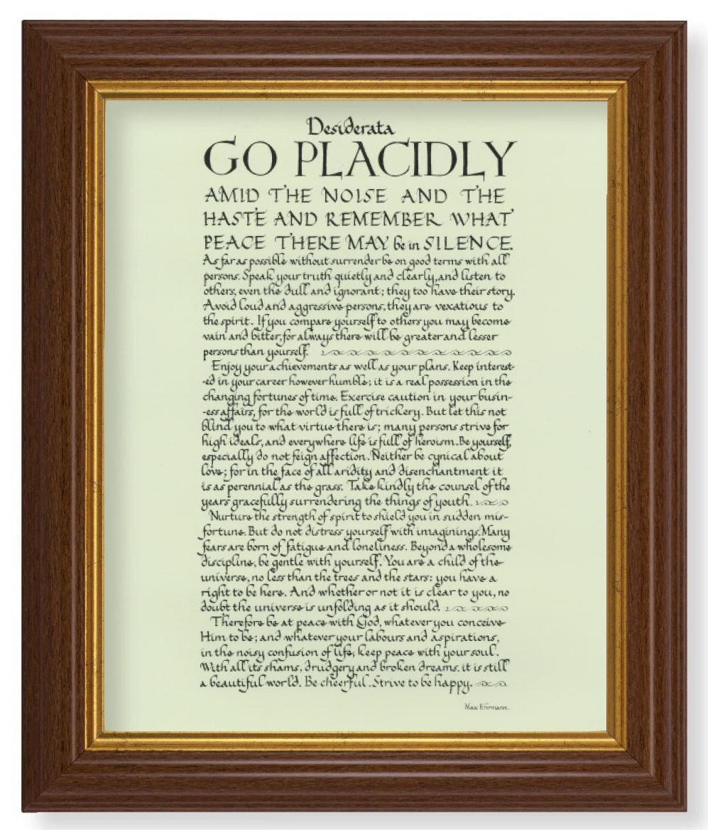Desiderata Poem 8x10 Textured Artboard Dark Walnut Frame – Catholic ...