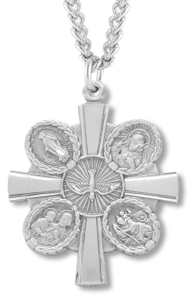 Four-Way Medal in Cross Pendant – Catholic Faith Store
