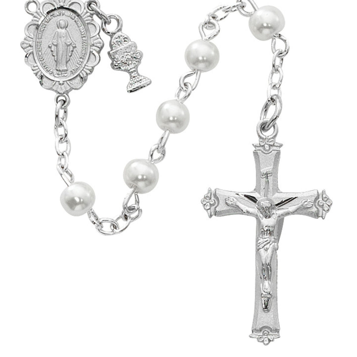 Dangling Chalice Charm First Communion Rosary for Girls