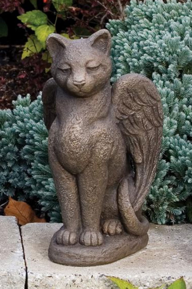 Guardian Angel Cat Seated Statue 13.75 Inches | Garden Statue ...