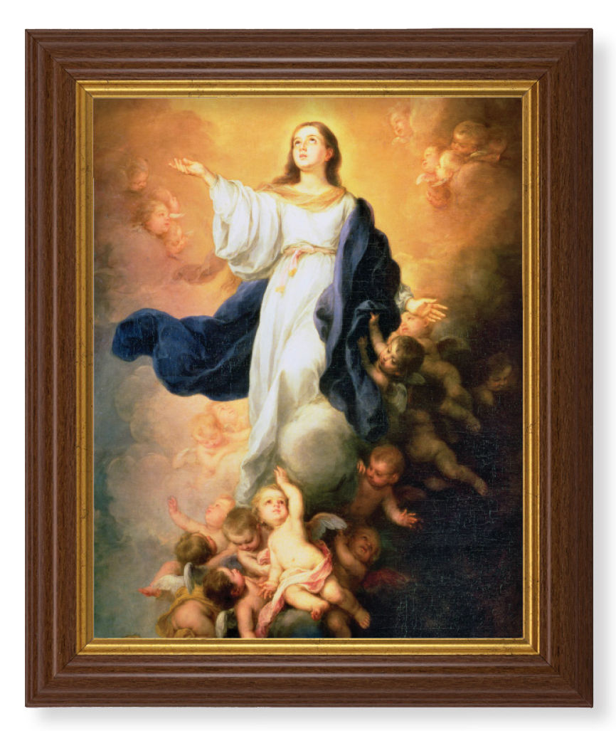 Immaculate Conception by Murillo 8x10 Textured Artboard Dark Walnut Fr ...