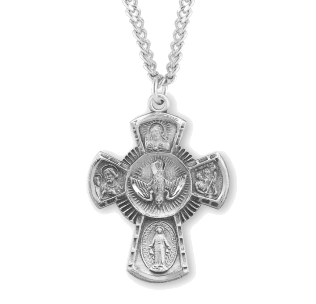 Men's 4-Way Cross Sterling Silver Pendant | Catholic Faith Store