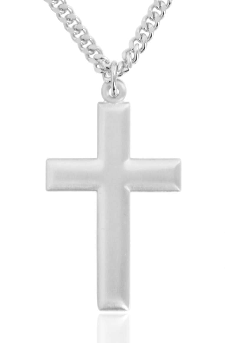 Men's Matte Cross Pendant with Beveled Edge – Catholic Faith Store