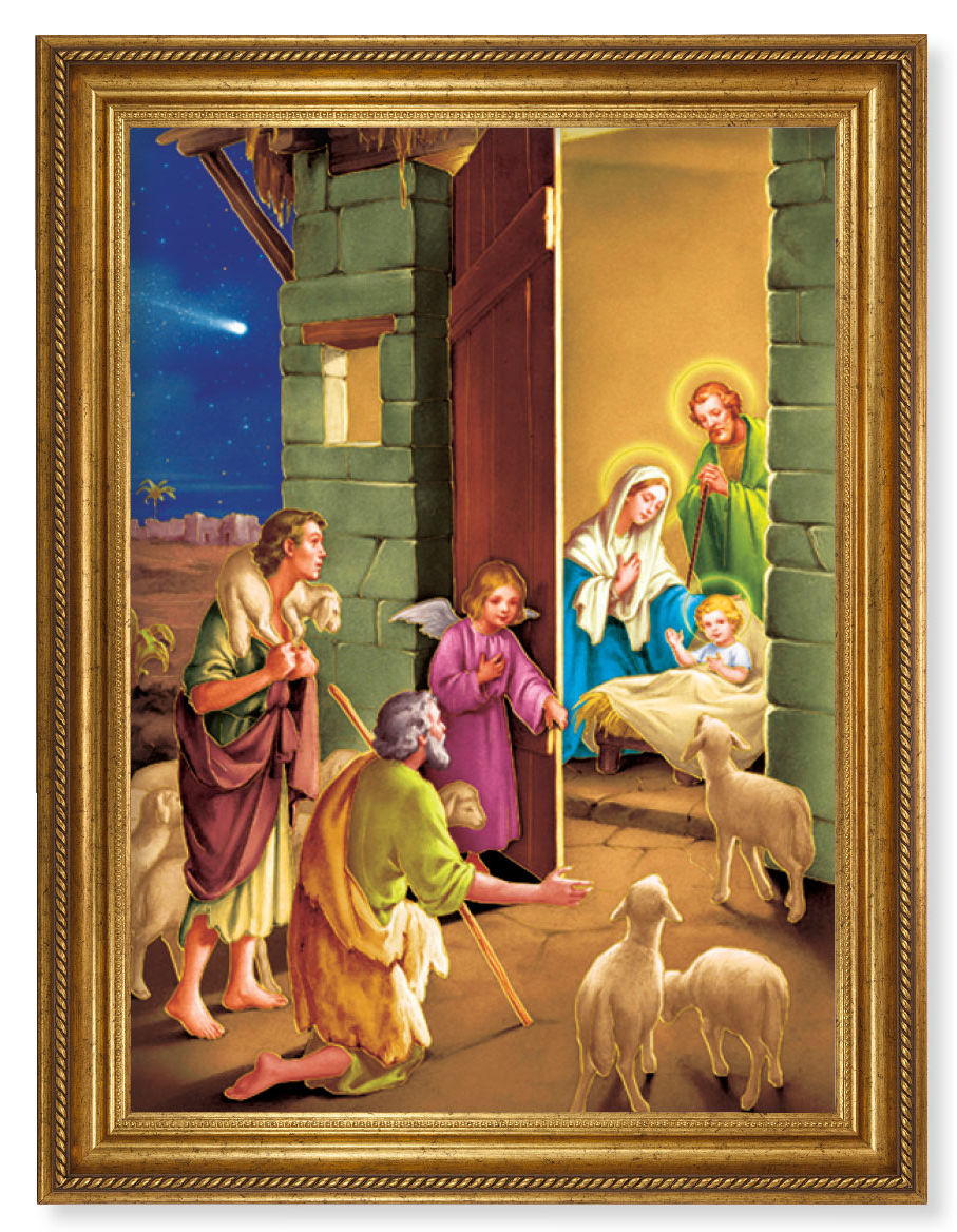 Nativity Antique 19x27 Framed Print Artboard – Catholic Faith Store