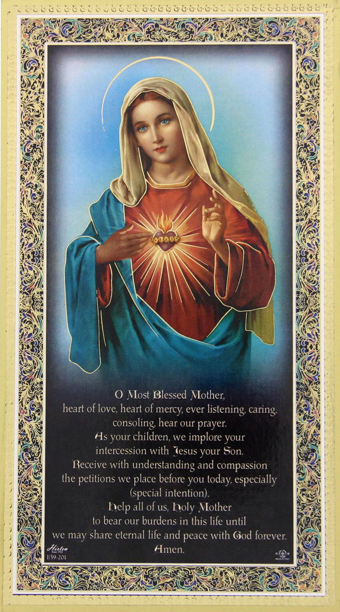 Immaculate Heart of Mary Italian Prayer Plaque – Catholic Faith Store