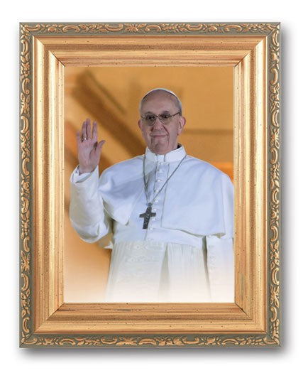 Pope Francis Framed Print with Easel Back – Catholic Faith Store
