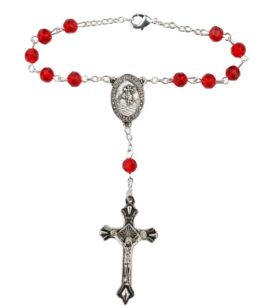 Ruby Auto Rosary - July Birthstone – Catholic Faith Store