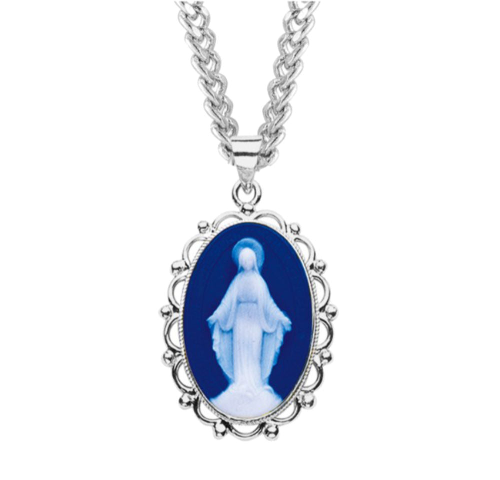 Scallop Edge Miraculous Cameo Necklace - Sterling Silver or Gold Plate ...