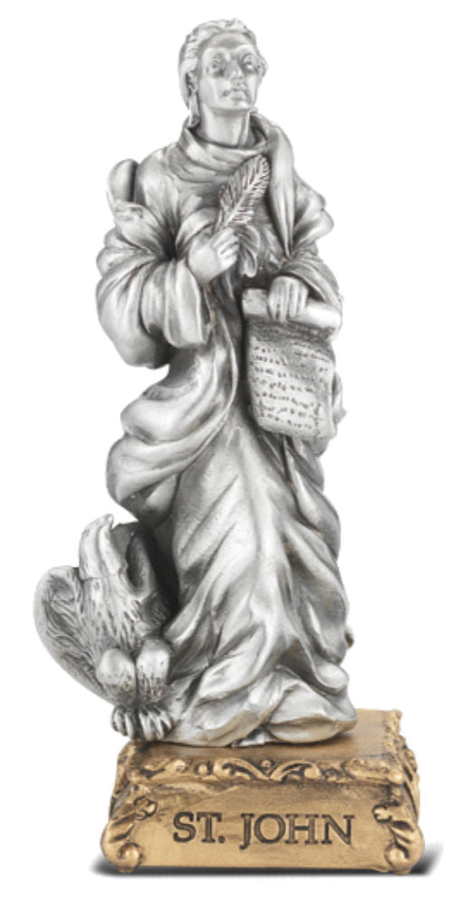 Saint John the Evangelist Pewter Statue 4 Inch – Catholic Faith Store