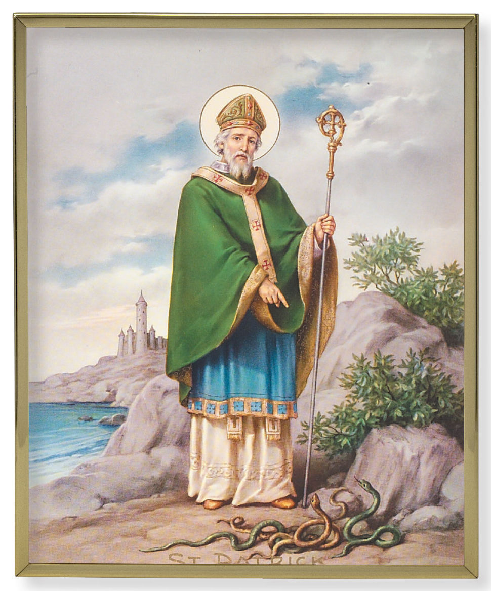 St. Patrick Framed Print, 8x10 Gold Frame Wall Hanging| Catholic Art ...
