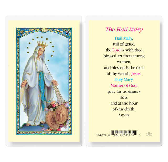 The Hail Mary - Our Lady of Grace Laminated Prayer Card – Catholic ...