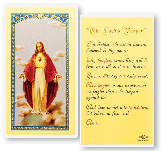 The Lord's Prayer Sacred Heart Laminated Prayer Card – Catholic Faith Store