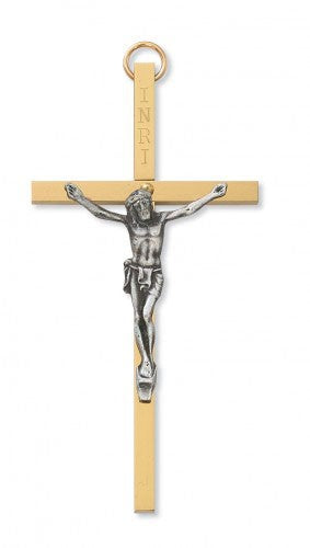 Two-tone Metal Crucifix, 4 inch – Catholic Faith Store